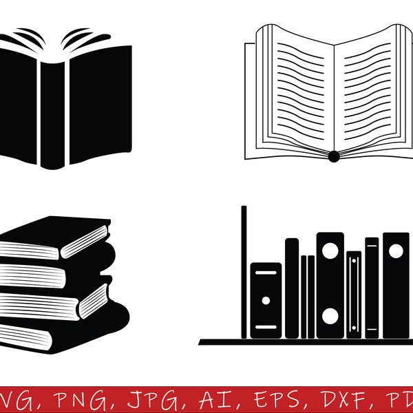 Stack of Books Svg - Etsy