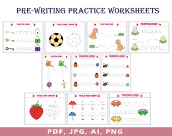 Pre Writing Tracing Book - Etsy