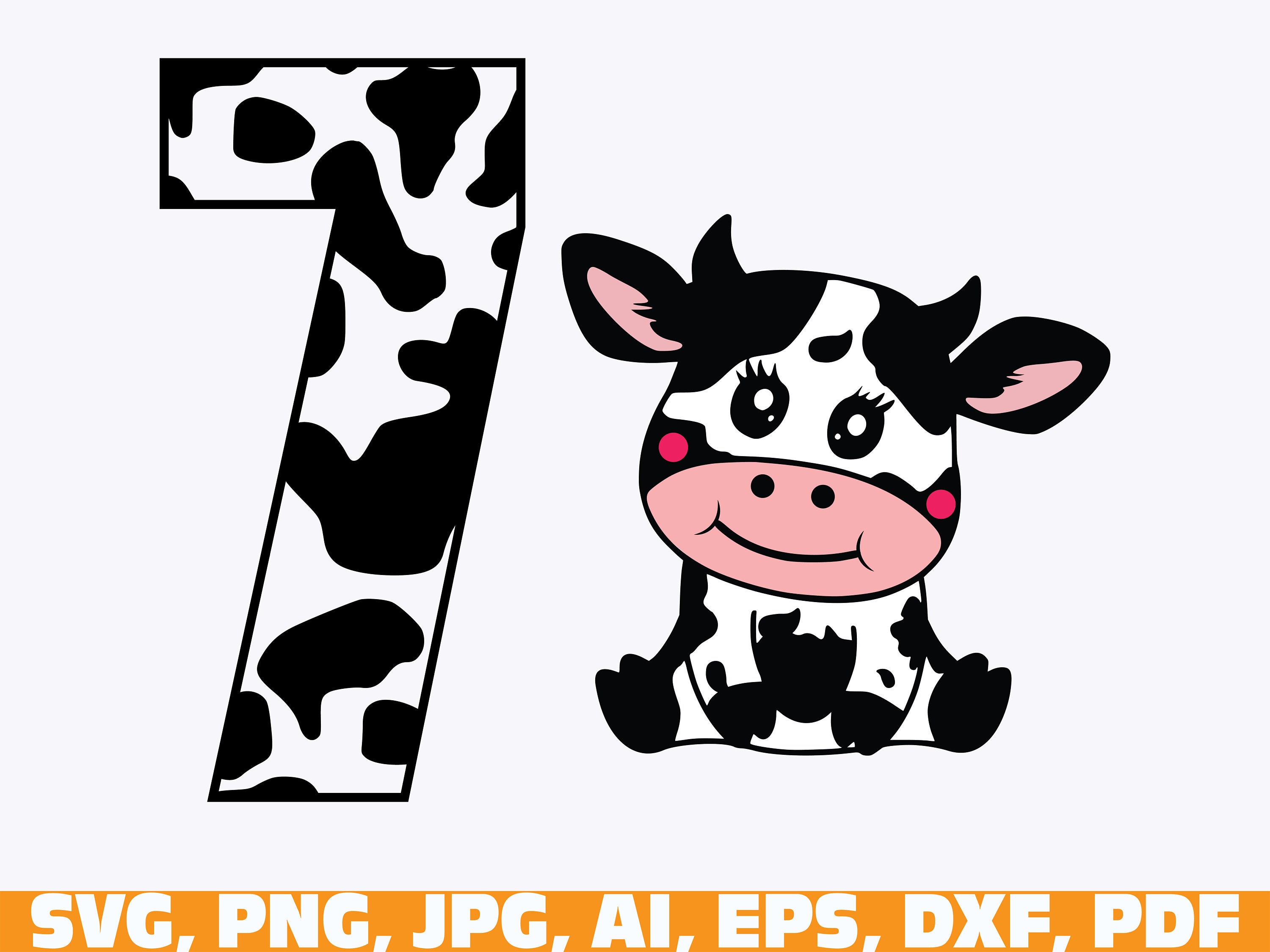 Cow Number Birthday Svg Birthday Cow Svg Cow Print Svg | Etsy Canada