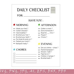 Chore Chart for Kids Kids Chore Chart Routine Chart - Etsy