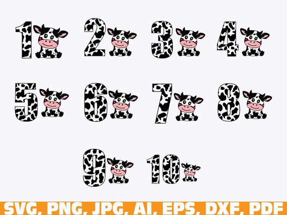 Cow Number Birthday Svg Birthday Cow Svg Cow Print Svg | Etsy Canada