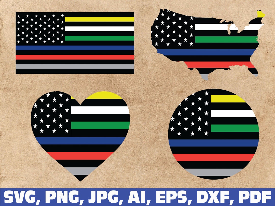 American Flag First Responders Thin Line SVG, First Responder Svg ...
