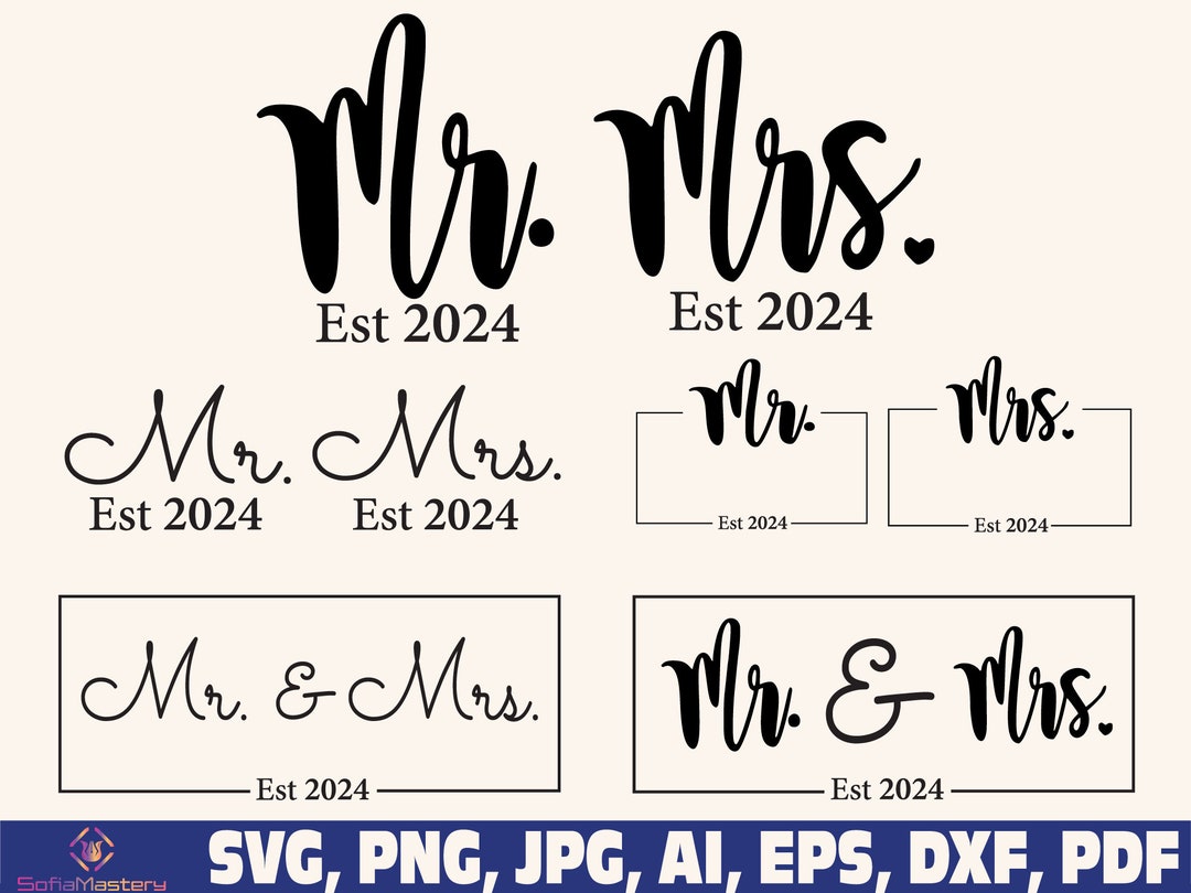 Mr and Mrs Est 2024 svg PNG mr svg mrs svg paquete de svg - Etsy México