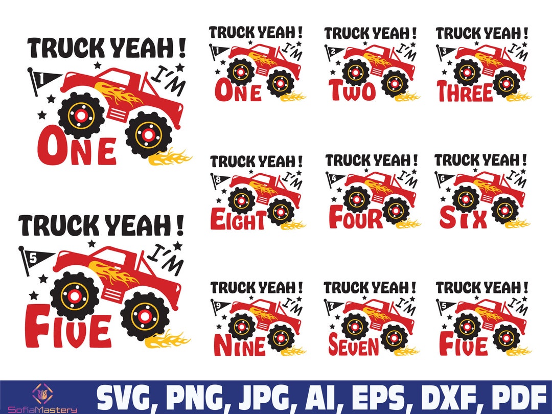 Truck yeah Svg, Truck yeah I'm svg, png bundle, Monster truck birthday ...