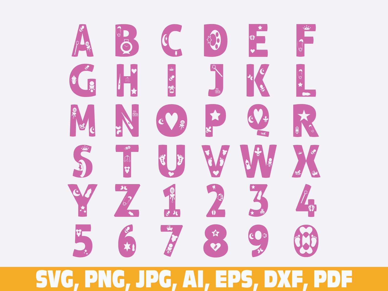 Baby Font Svg Png Birthday Font Alphabet Letters Girl Png - Etsy