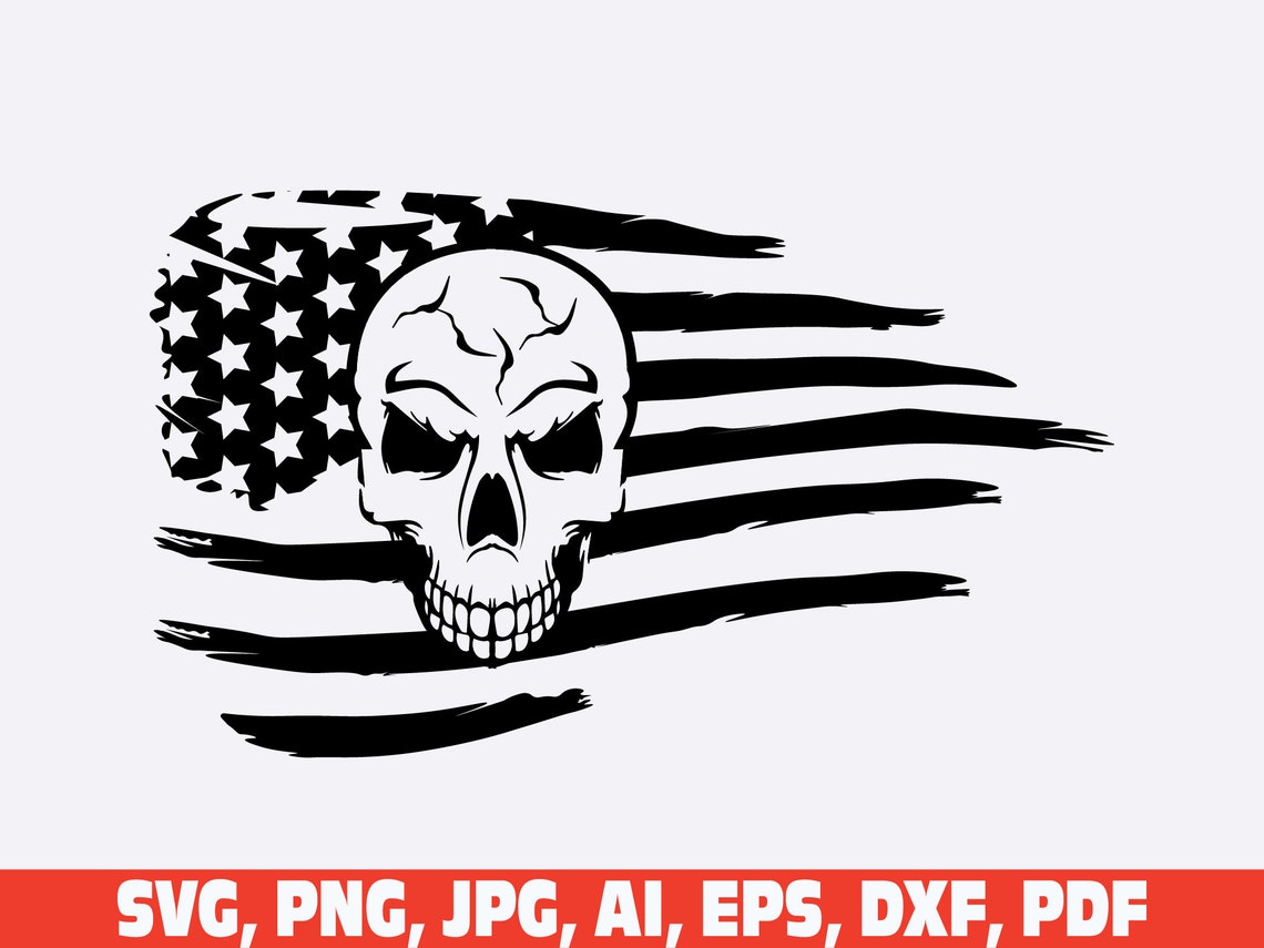 USA Skull Flag Tattered Distressed Svg Png Flag Svg Us Flag - Etsy