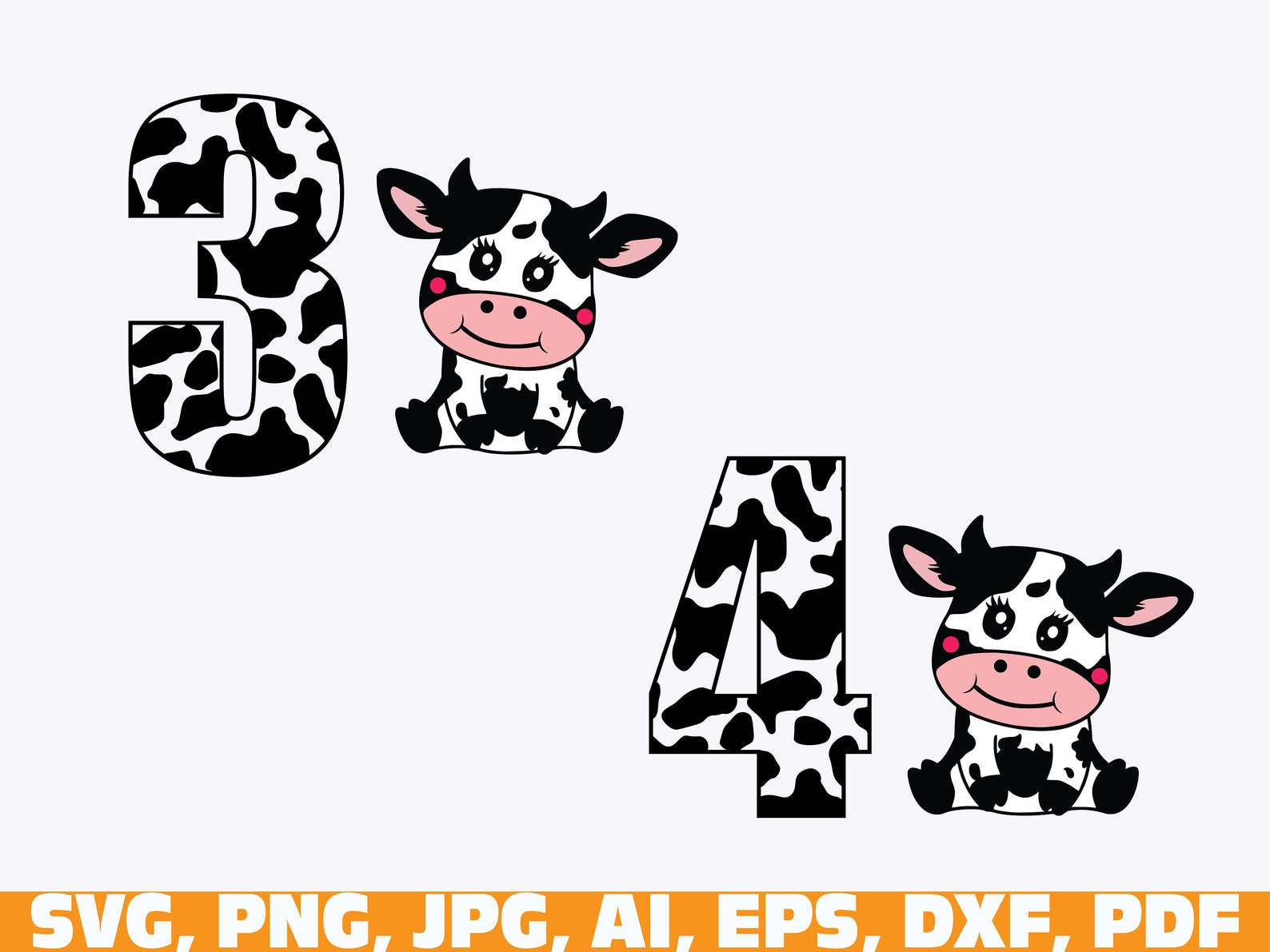 Cow Number Birthday Svg Birthday Cow Svg Cow Print Svg | Etsy Canada