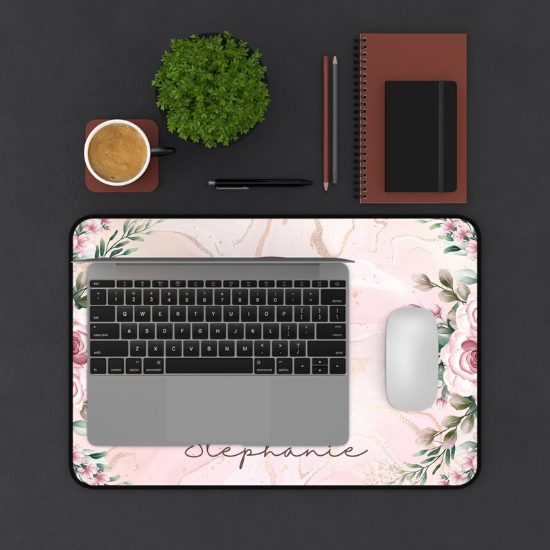 Custom Desk Pad, Large Mouse Pad, Personalized Desk Mat, Floral ...