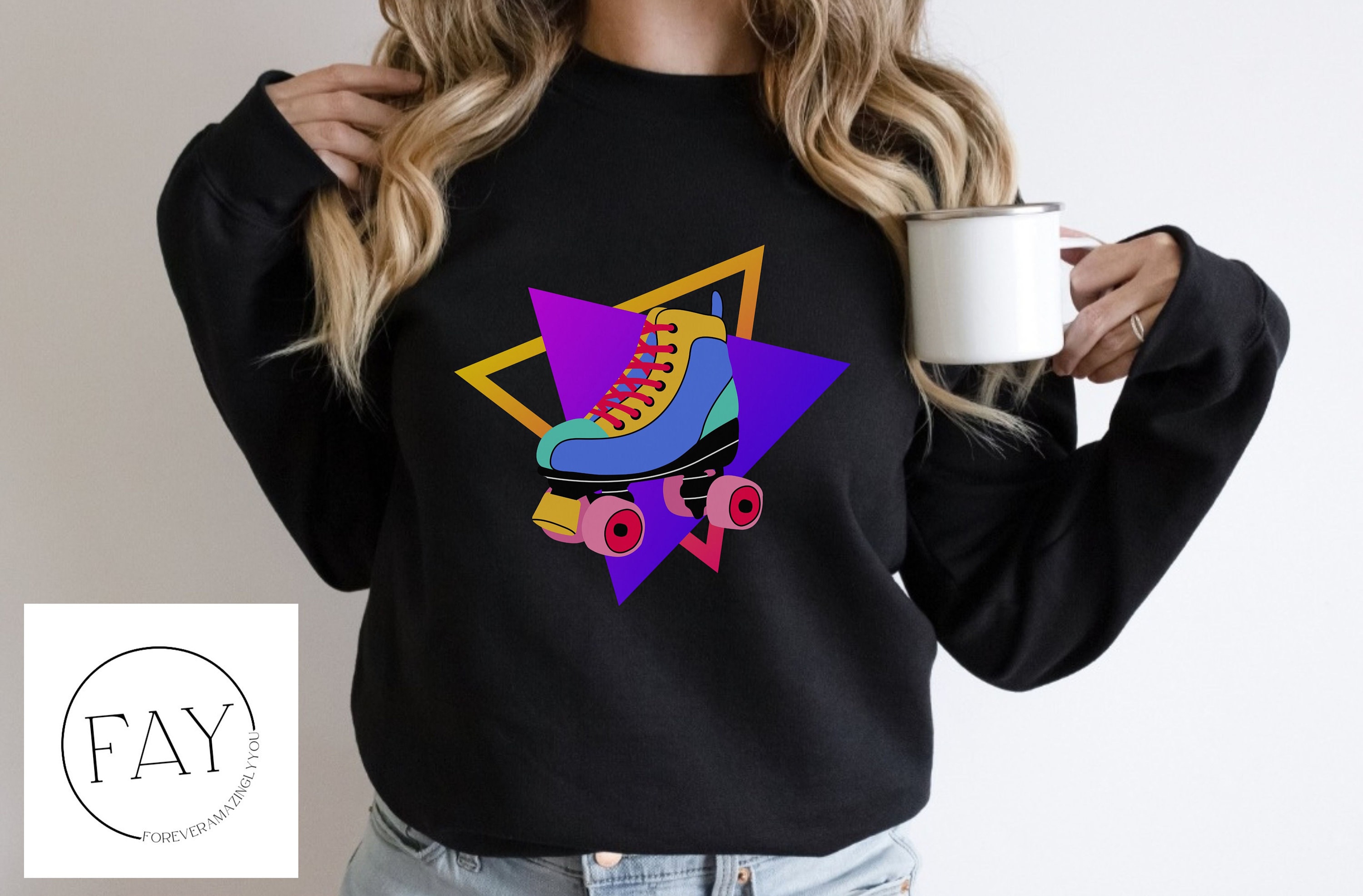 80's Retro Roller Skate Sweatshirt 1980's Nastalgia Sweatshirt Roller ...