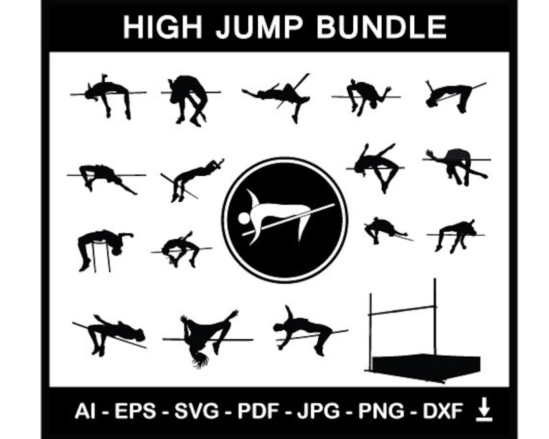 High Jump Silhouette Bundle | High Jump Players With Logo and High Jump ...