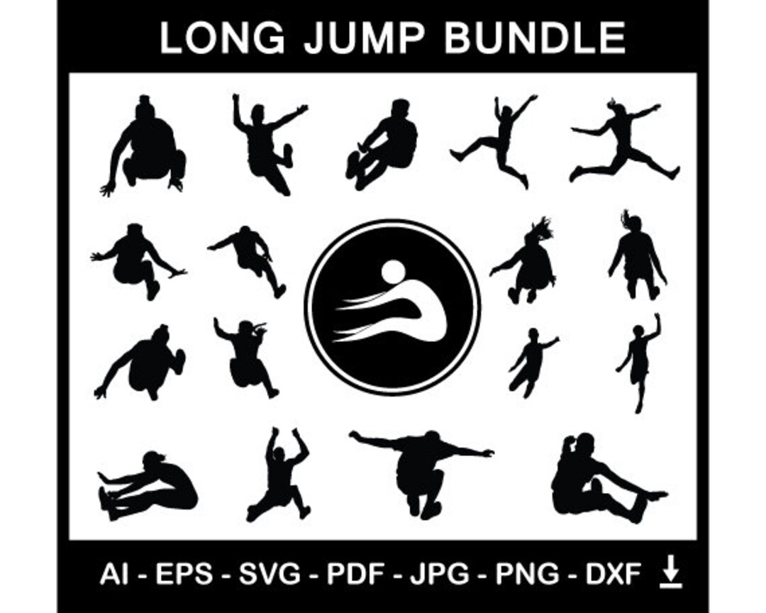 Long Jump Game Silhouette Bundle Long Jump Game Players With Logo ...