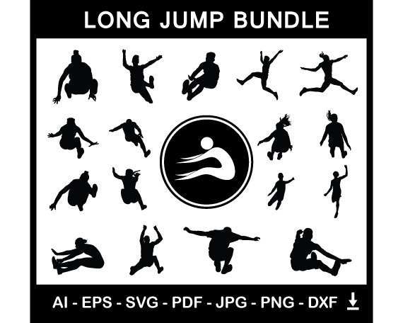 Long Jump Game Silhouette Bundle | Long Jump Game Players With Logo ...