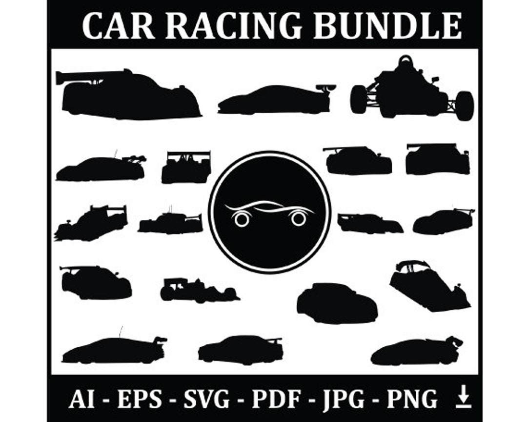 Car Racing Sports Silhouette Bundle | Car Racing Players With Logo and ...