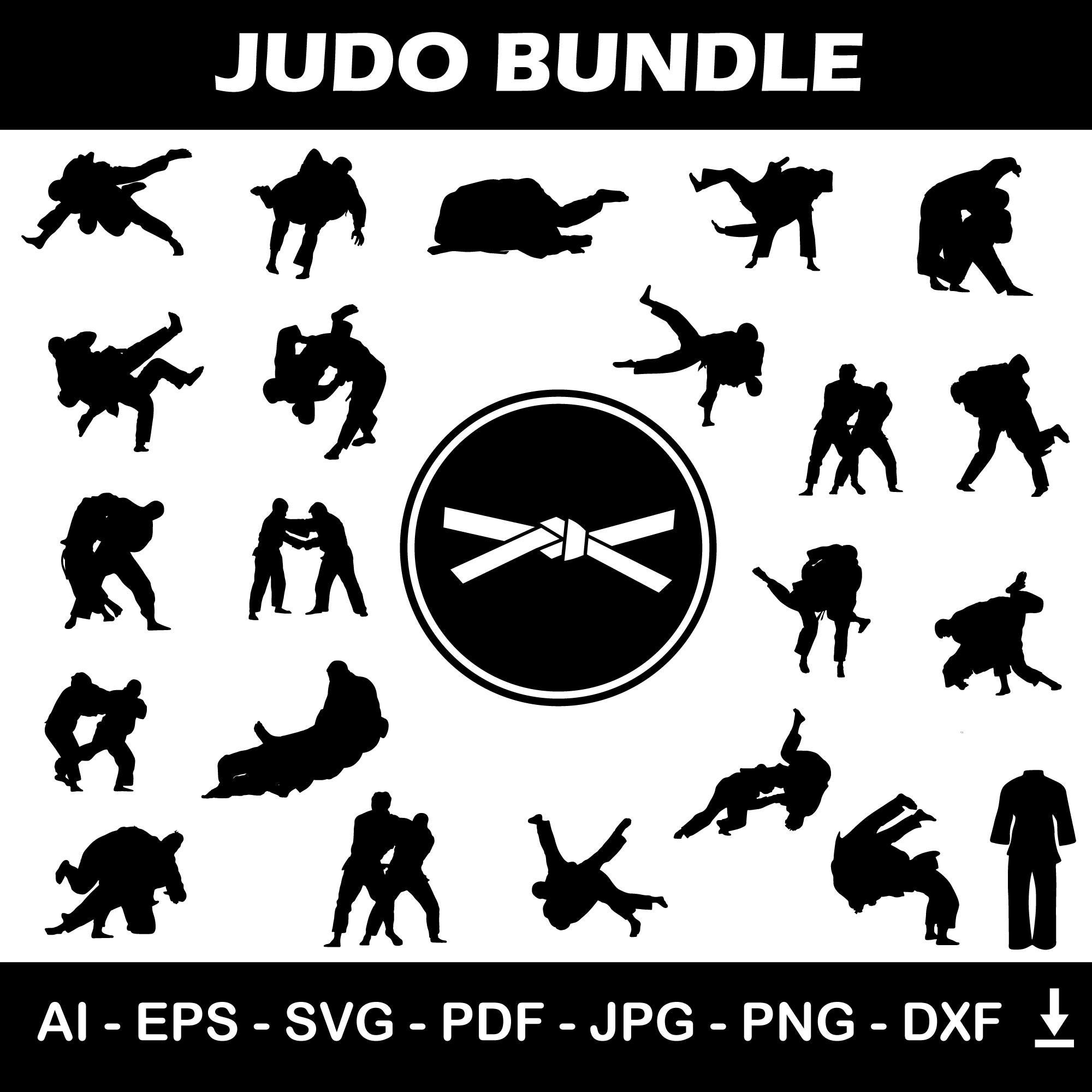 Judo Silhouette Bundle | Judo Players With Logo and Judo Equipment ...