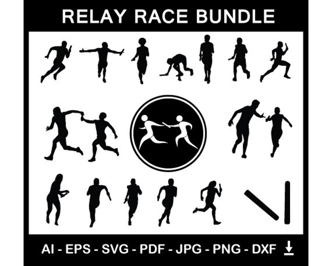 Relay Race Sport Silhouette Bundle | Relay Race Sport Players With Logo ...