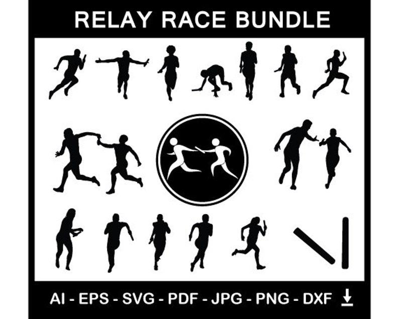 Relay Race Silhouette Vector Bundle | Sport Logo, Equipment (digital ...