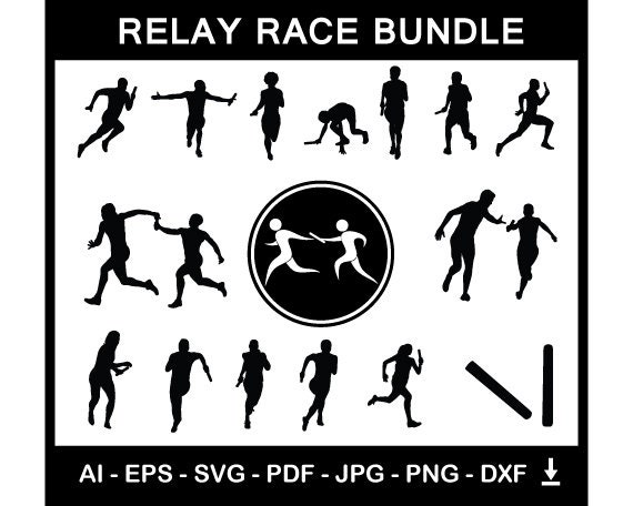 Relay Race Silhouette Vector Bundle | Sport Logo, Equipment (digital ...
