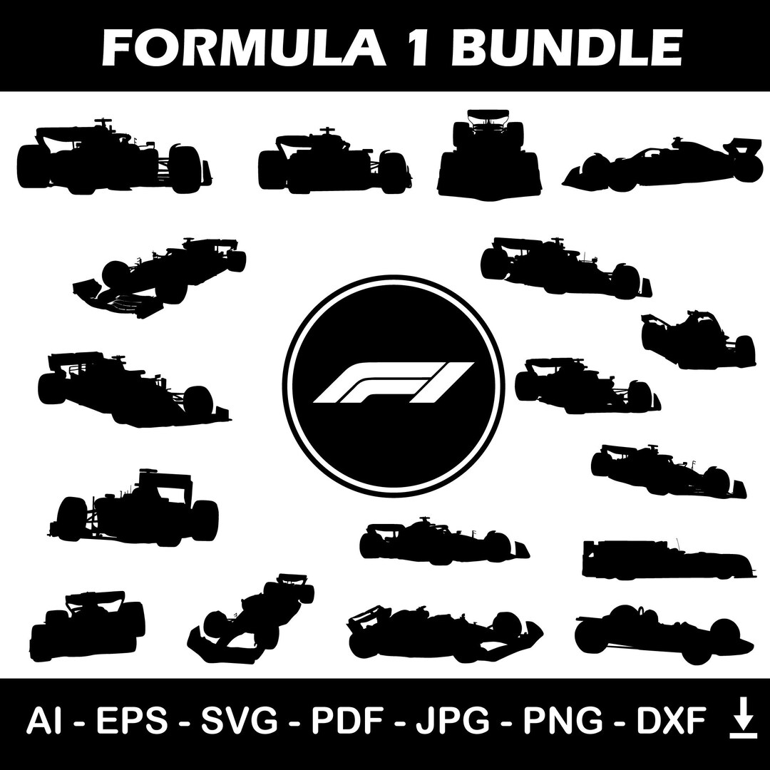 Formula 1 Car Silhouettes Bundle | Racing Vector Files (digital ...