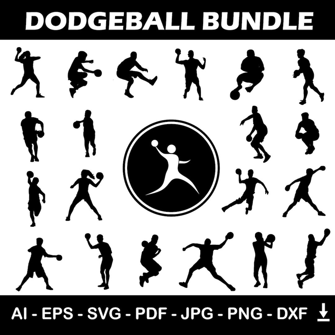 Dodgeball Silhouette Bundle | Dodgeball Players With Logo and Dodgeball ...