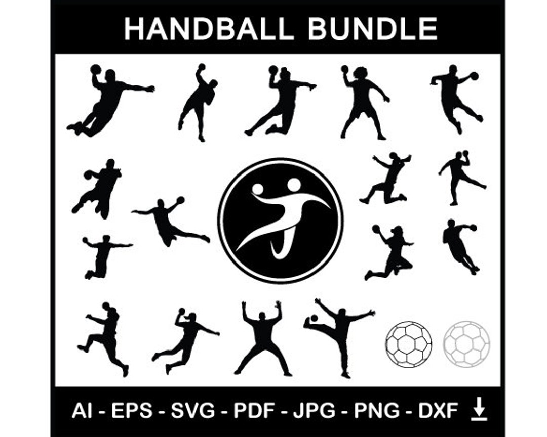 Handball Silhouette Bundle | Handball Players With Logo and Handball ...