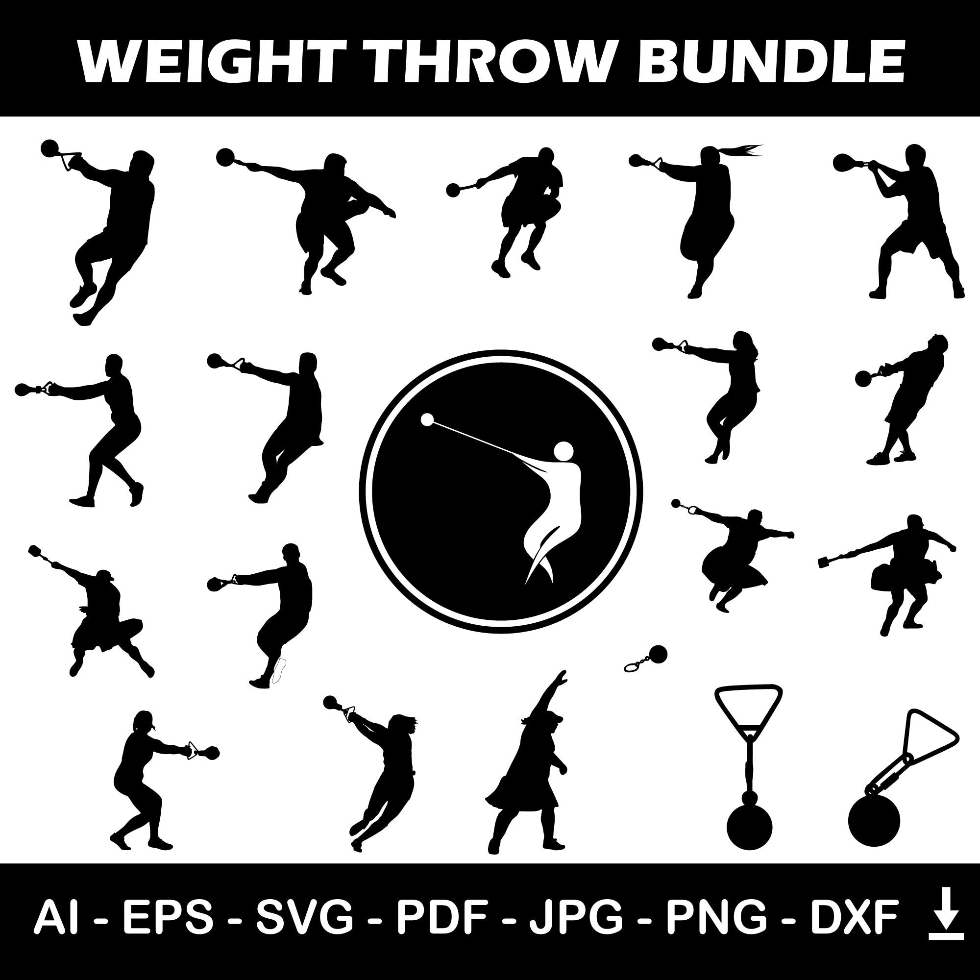 Weight Throw Silhouette Bundle | Weight Throw Players With Logo and ...