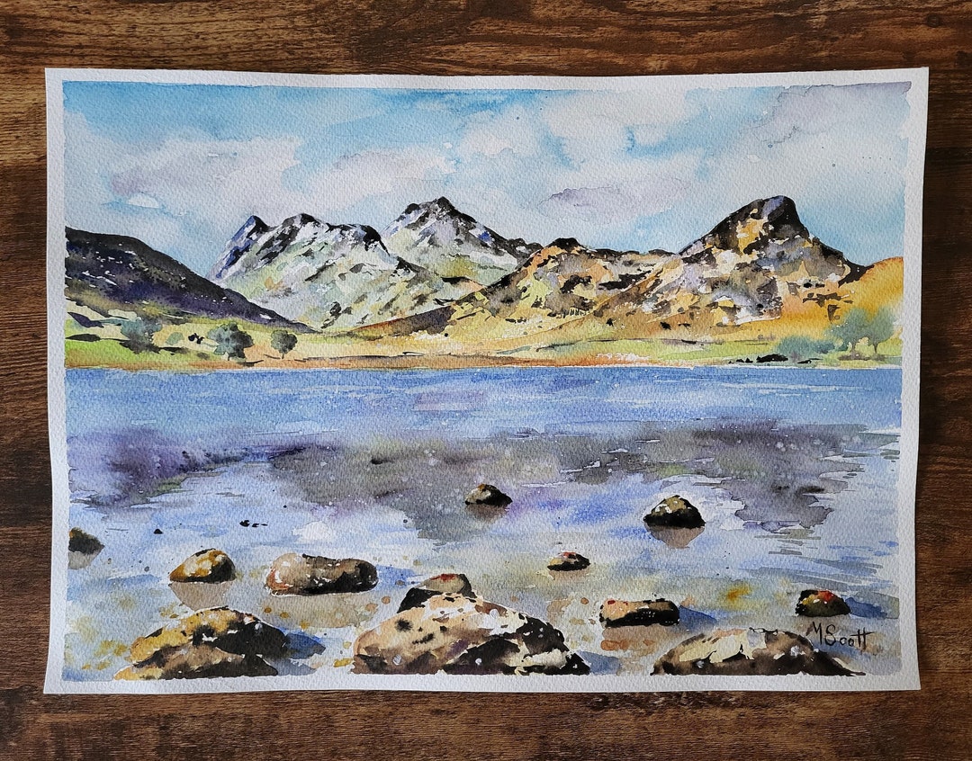 Original A3 Lake District Watercolour Landscape Painting, Watercolour ...