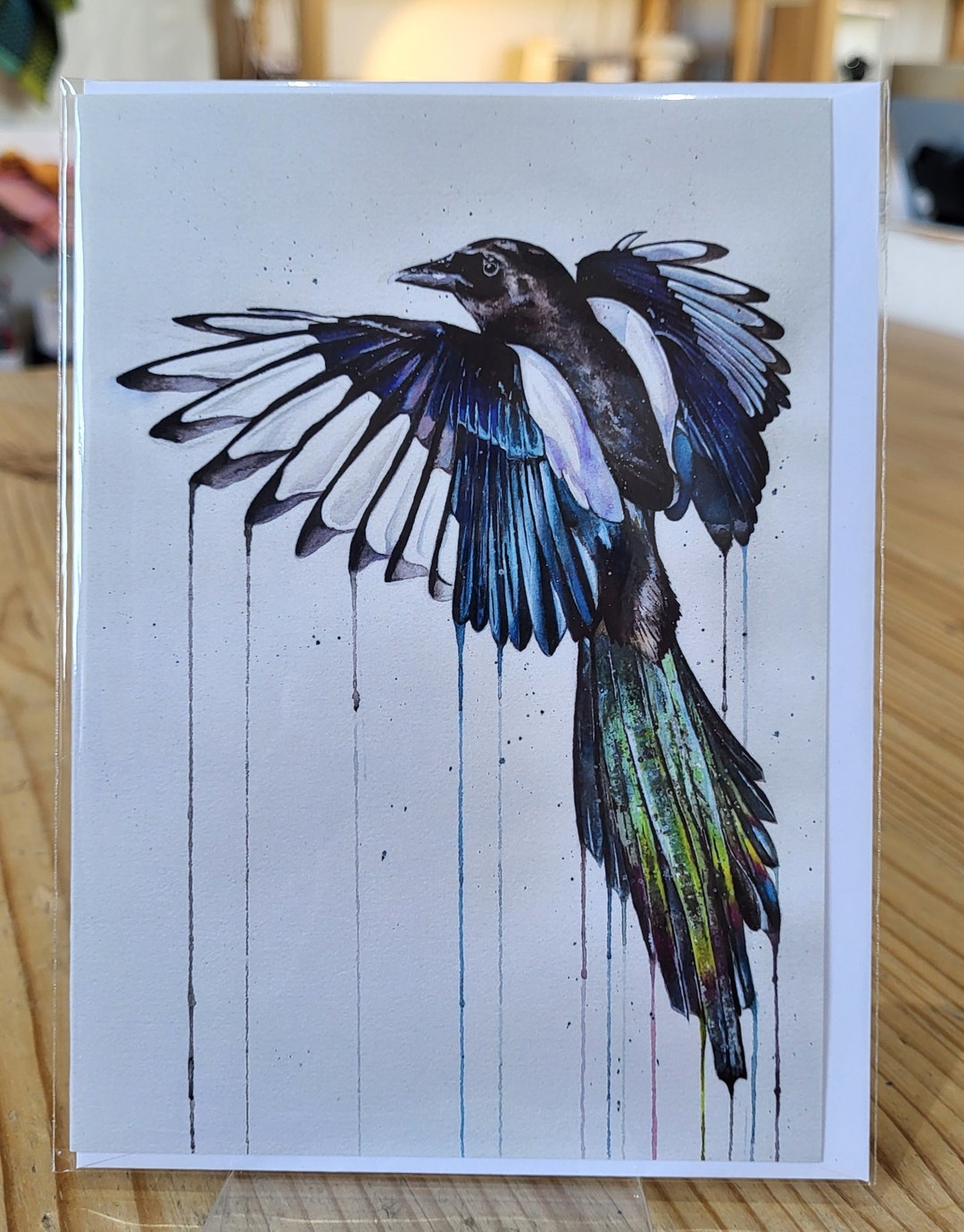 Magpie Greeting Card Based on Original Watercolour Painting, Blank ...
