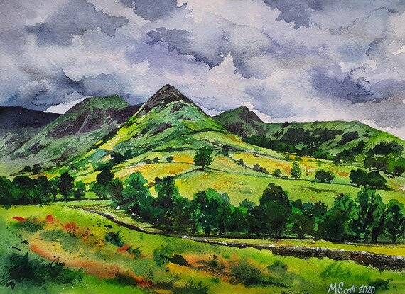 Original lake district watercolour landscape painting | Etsy