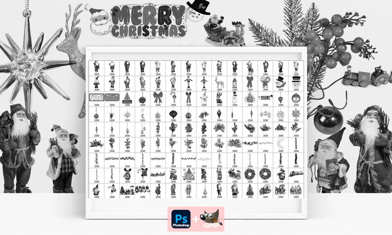 Christmas Brushes – Winter Holidays, New Year & Frost ABR for Photoshop ...