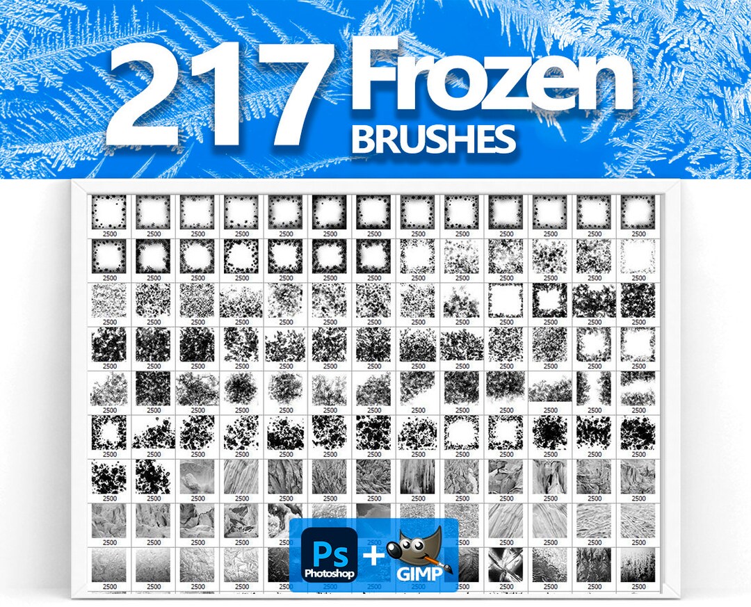 Frozen Brushes, Snowflakes ABR, Winter Photoshop Brushes, Christmas, Brushes for GIMP, New Year ...