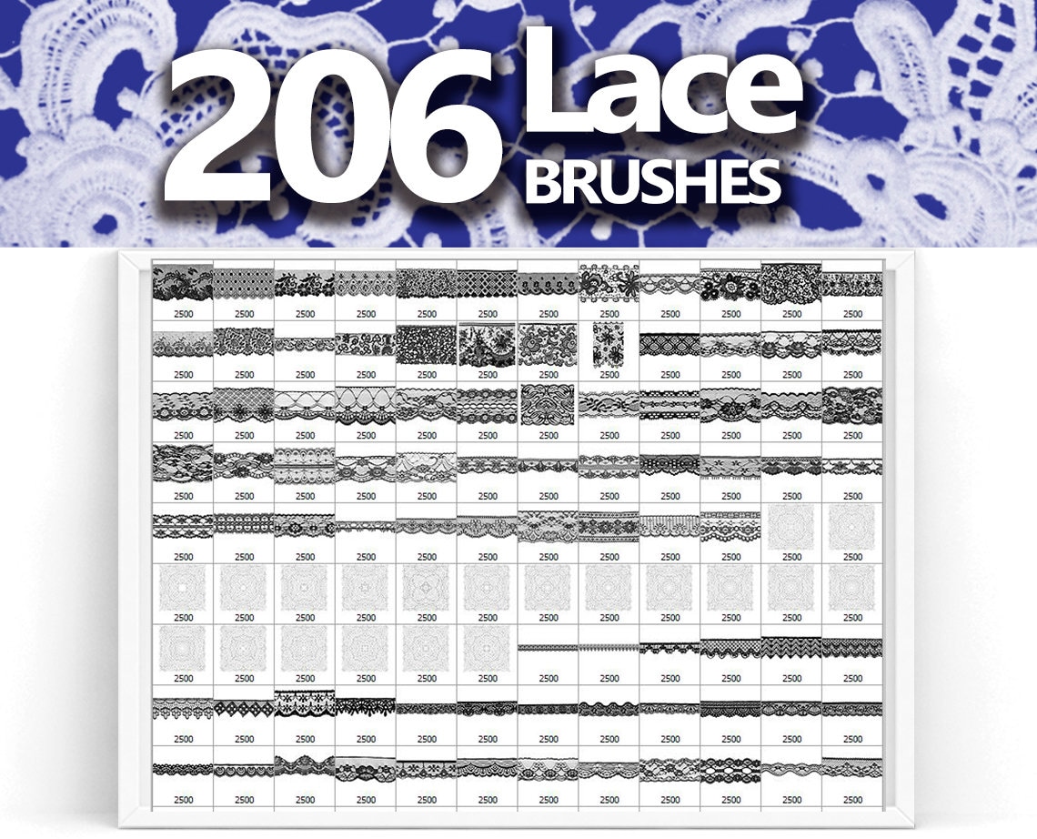 Lace Photoshop Brushes Embroidered Overlays Vintage Lace - Etsy