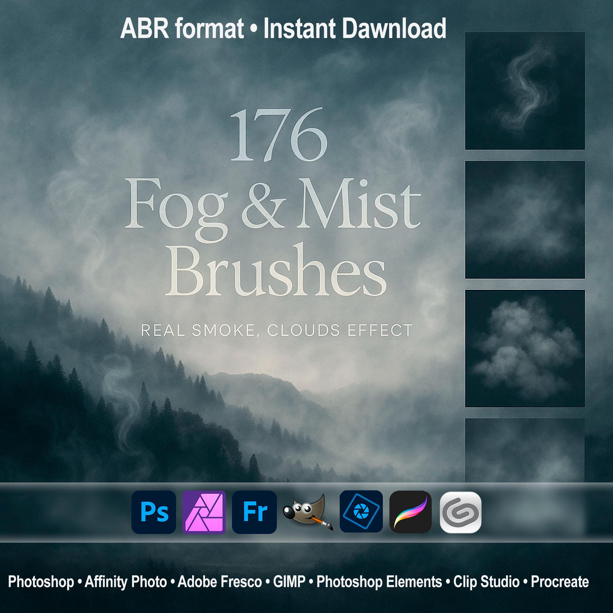 Fog & Mist Photoshop Brushes | Real Smoke, Clouds Effect ABR for GIMP ...