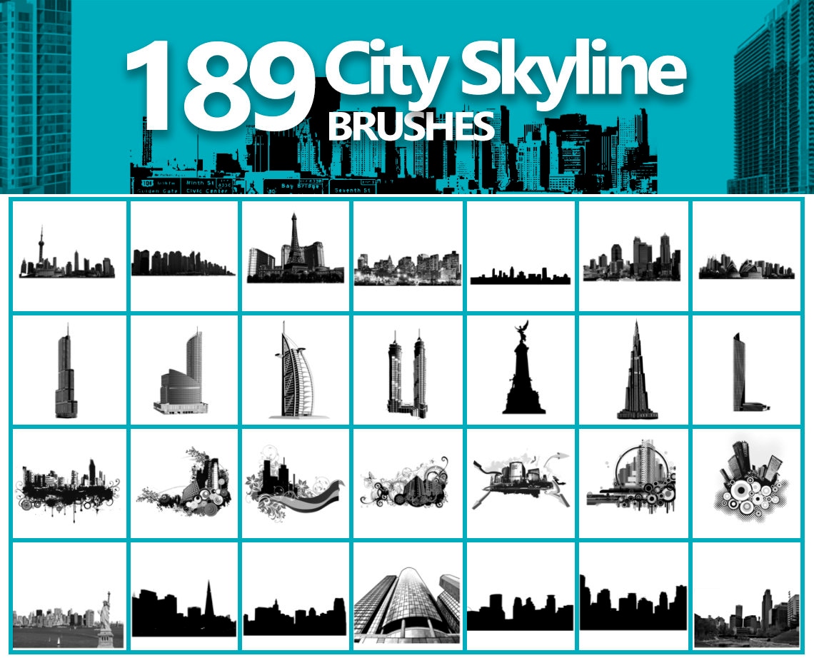 City Skyline Brushes, Town Photoshop ABR, Architecture Brushes GIMP ... City Skyline Brushes, Town Photoshop ABR, Architecture Brushes GIMP ...