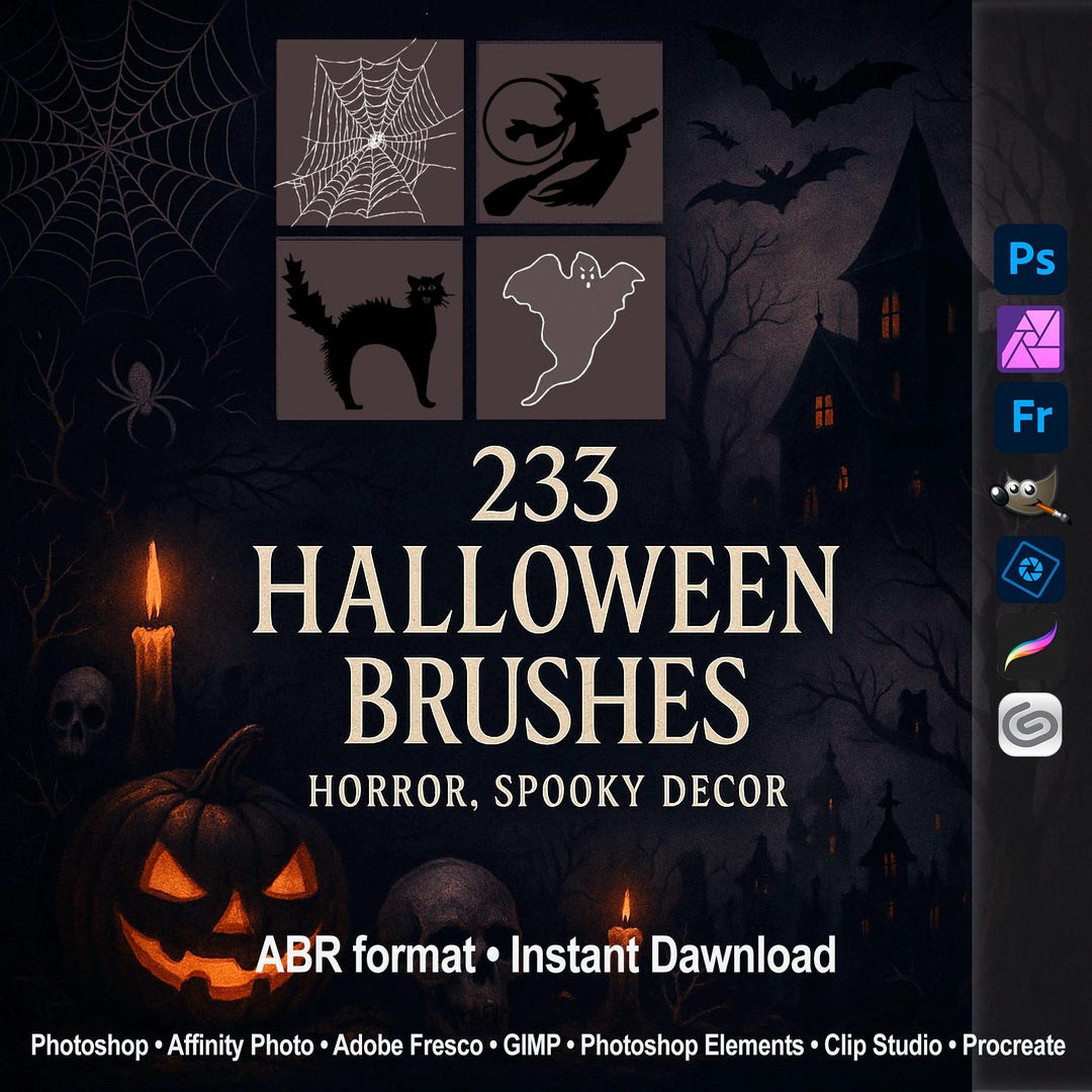 Halloween Brushes – Horror, Spooky Decor & Holiday ABR for Photoshop ...