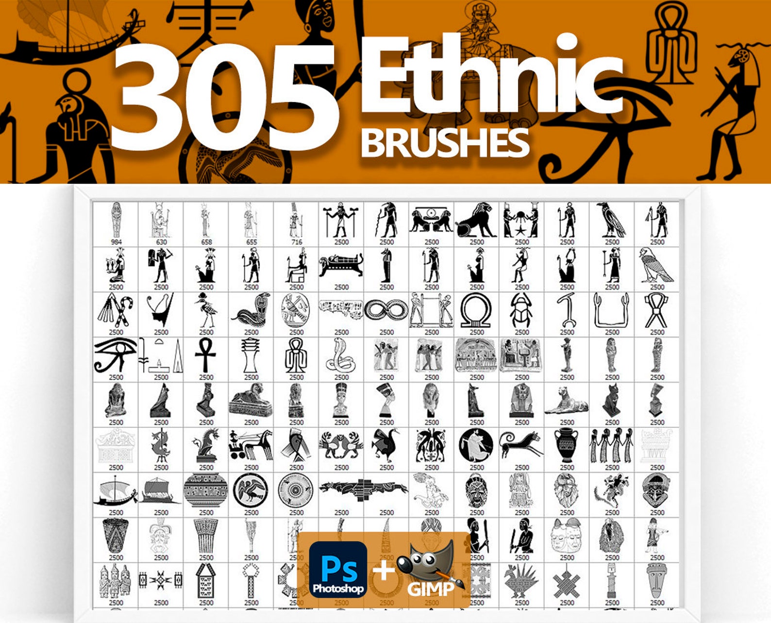 Ethnic Photoshop Brushes African Brushes for GIMP India | Etsy