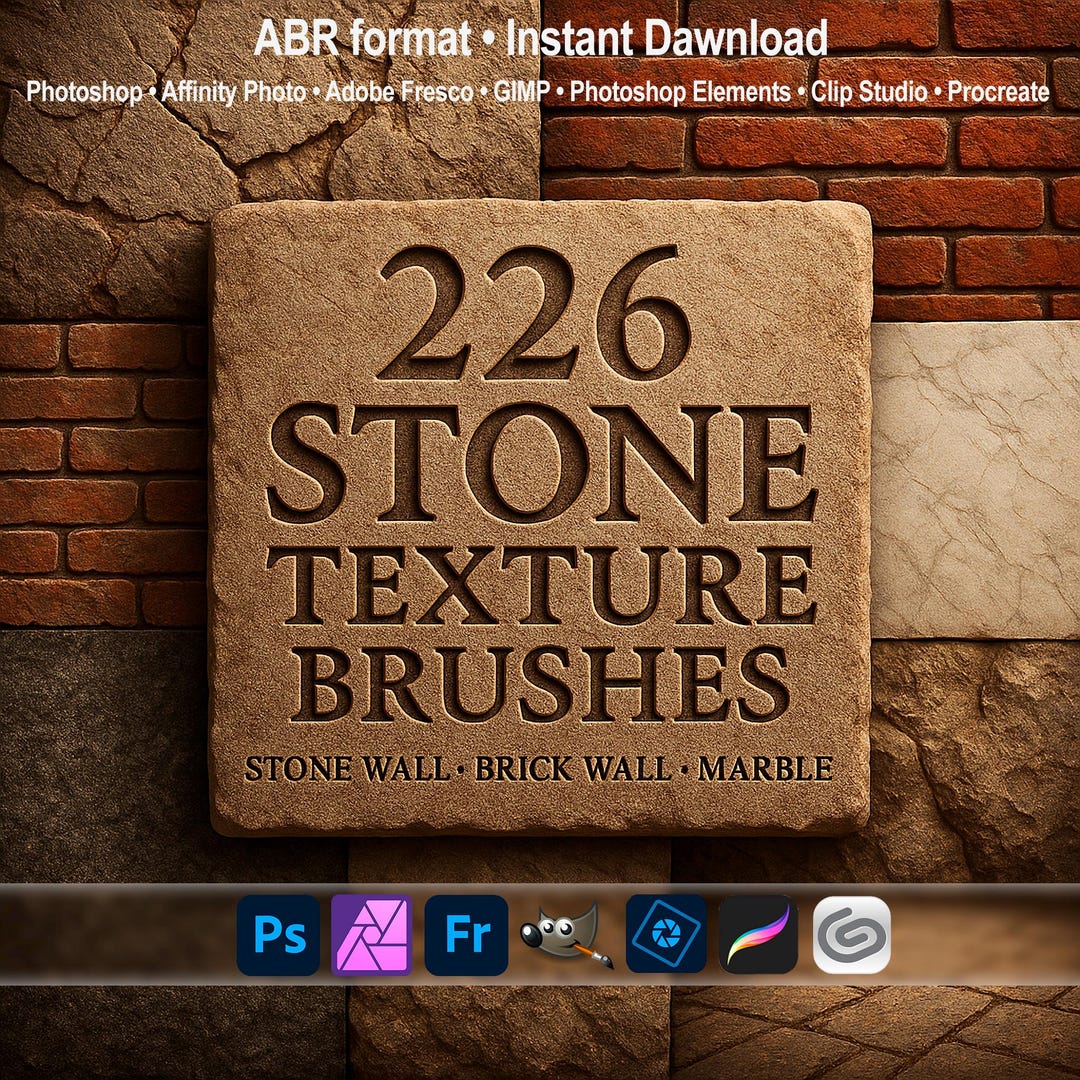Stone Texture Brushes – Stone Wall, Brick Wall, Marble, Rock ABR for ...