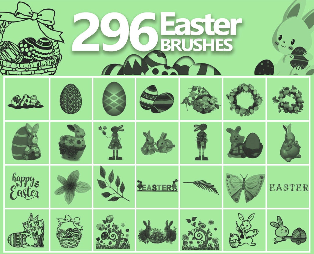 Easter Brushes, Digital Easter Bunny, Easter Eggs ABR Photoshop ...