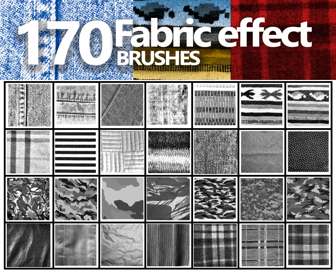 Fabric Effect Brushes Plain Fabric ABR Plaid Fabric Brushes | Etsy