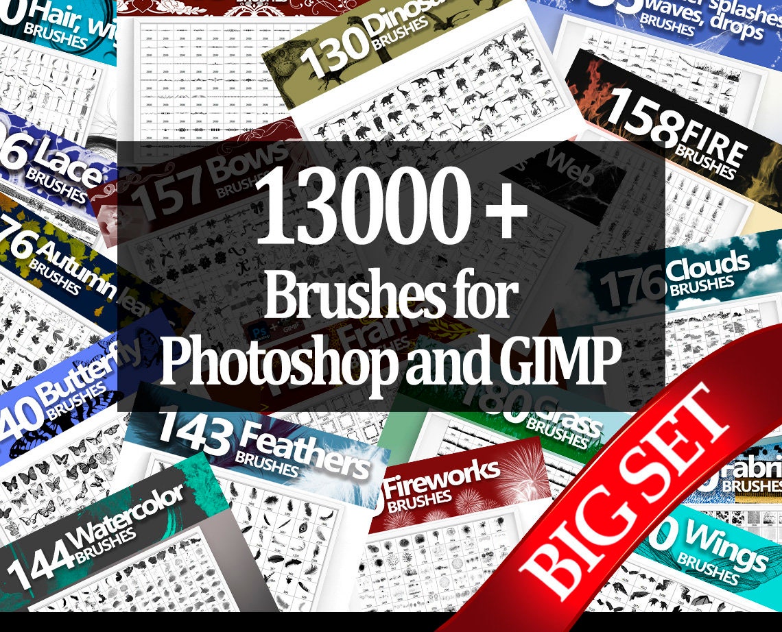 13000 Brushes for Photoshop and GIMP, Overlays, Large Set of Brushes ...