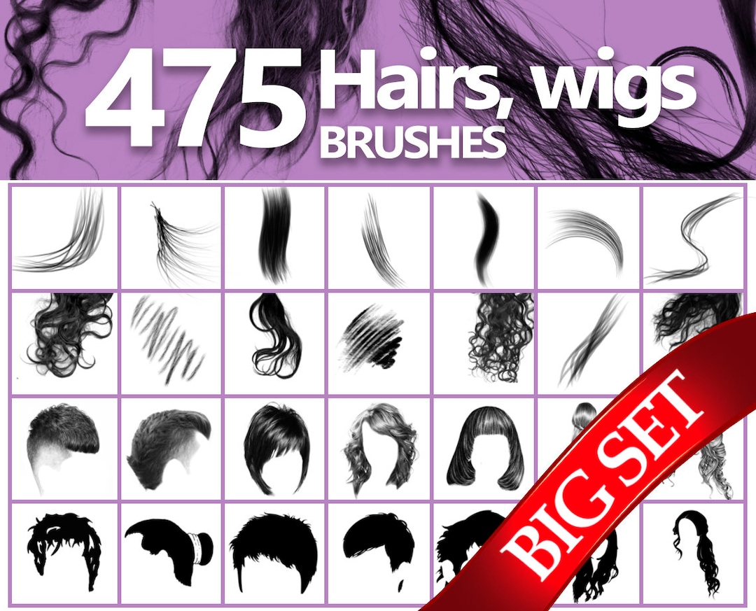 Hair Brushes – Curls, Wigs, Painted Hair ABR for Photoshop, GIMP ...