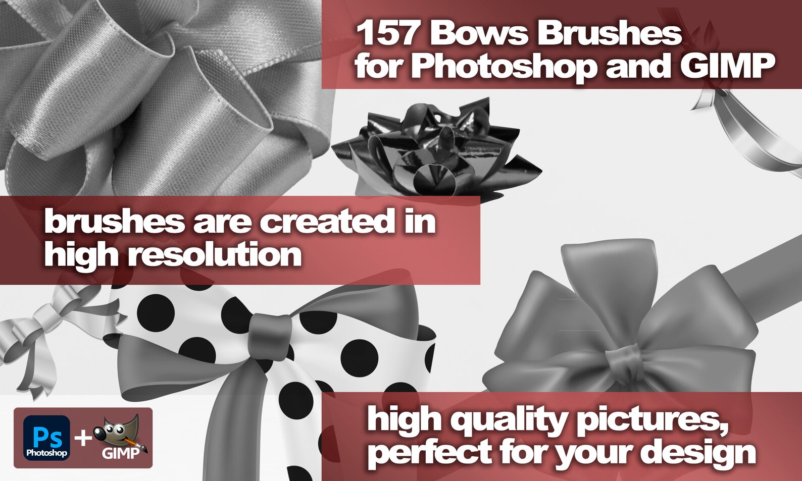 Bows Brushes Gift Wrapping Overlays Gift Bow Photoshop - Etsy