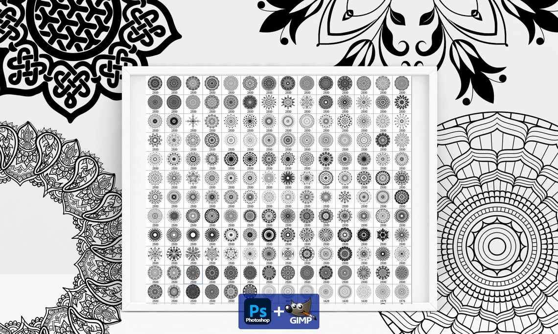Mandala Brushes, Digital Patterns, Ornament ABR Photoshop, Decorations ...