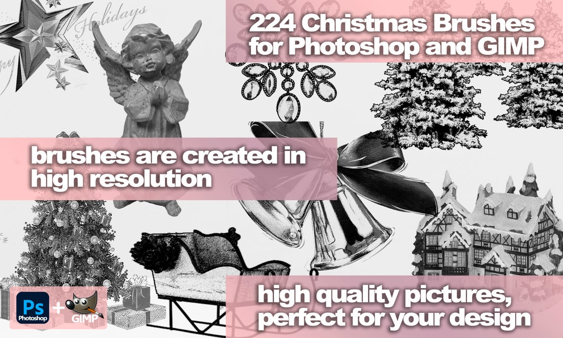 Christmas Brushes – Winter Holidays, New Year & Frost ABR for Photoshop ...