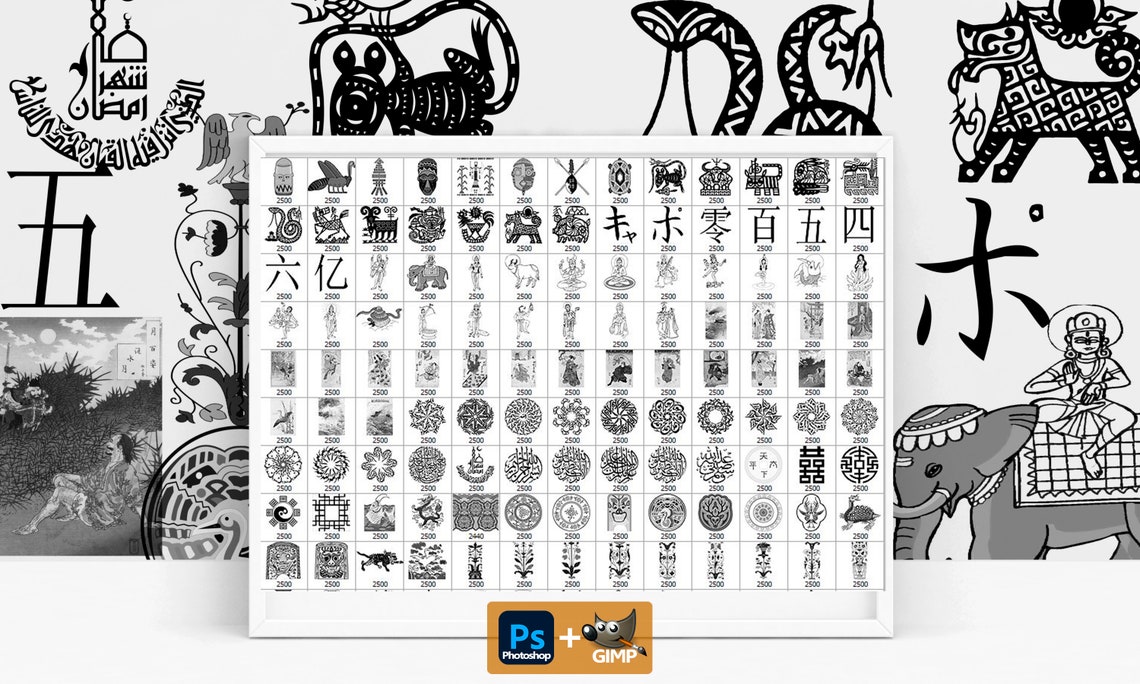 Ethnic Photoshop Brushes African Brushes for GIMP India | Etsy