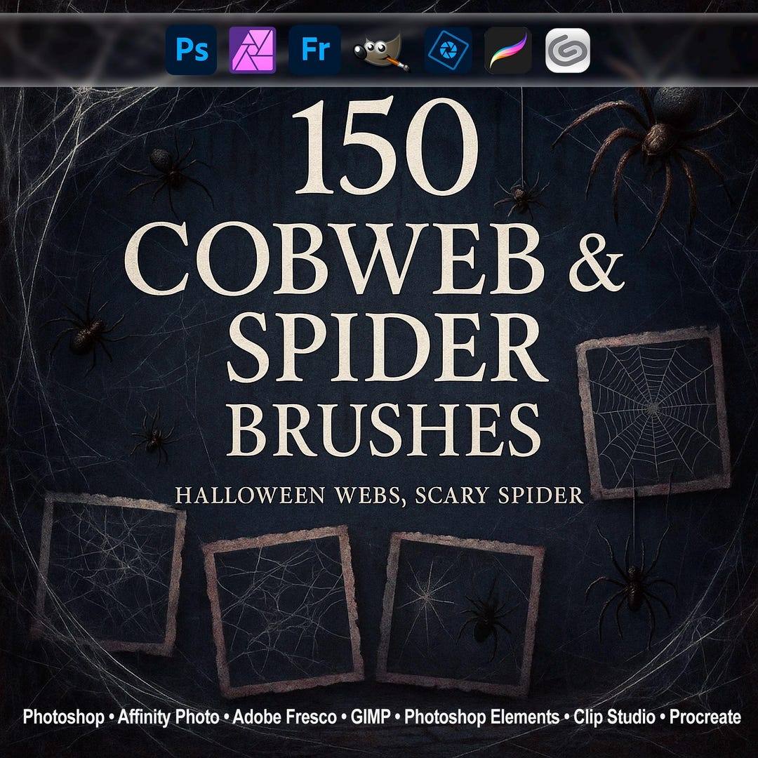 Cobweb & Spider Brushes – Halloween Webs, Scary Spider ABR for ...