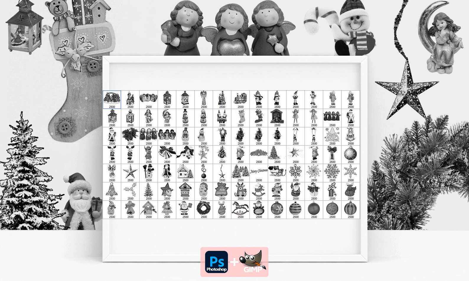 Christmas Brushes – Winter Holidays, New Year & Frost ABR for Photoshop ...