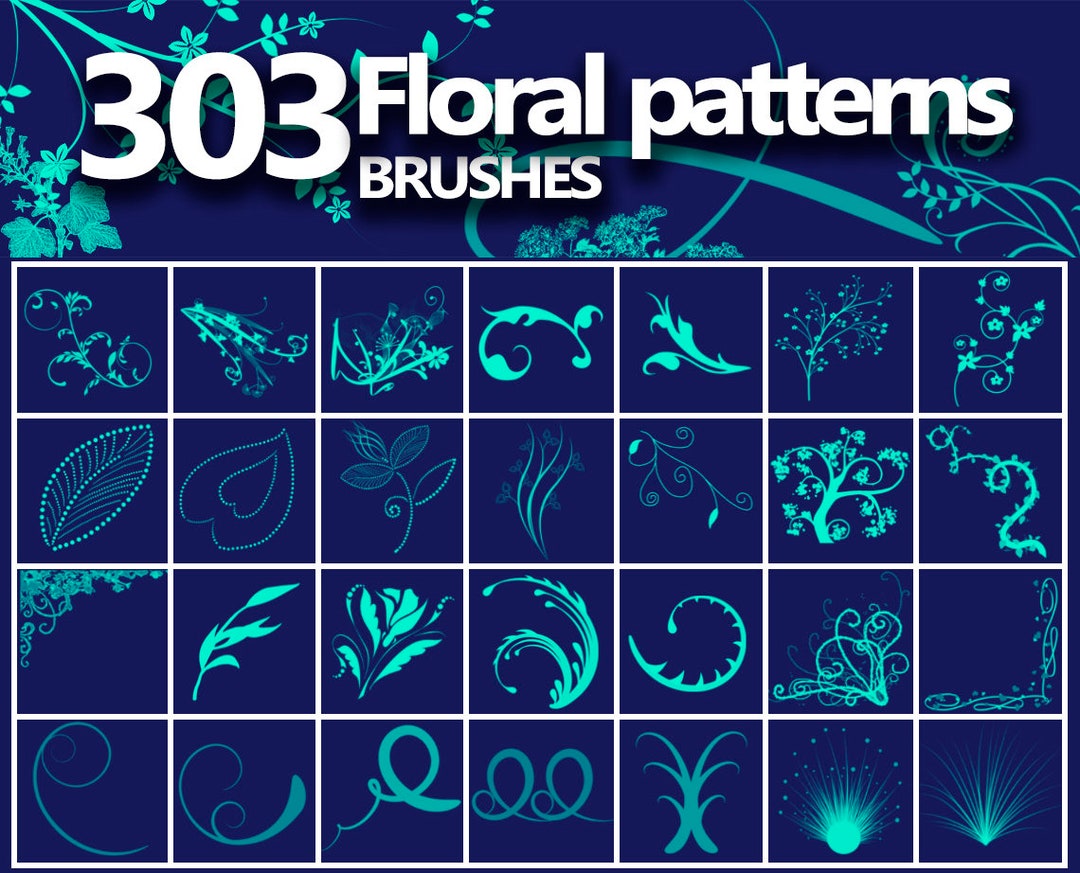 Floral Patterns Brushes, Diverse ABR, Floral Photoshop, Flower ...