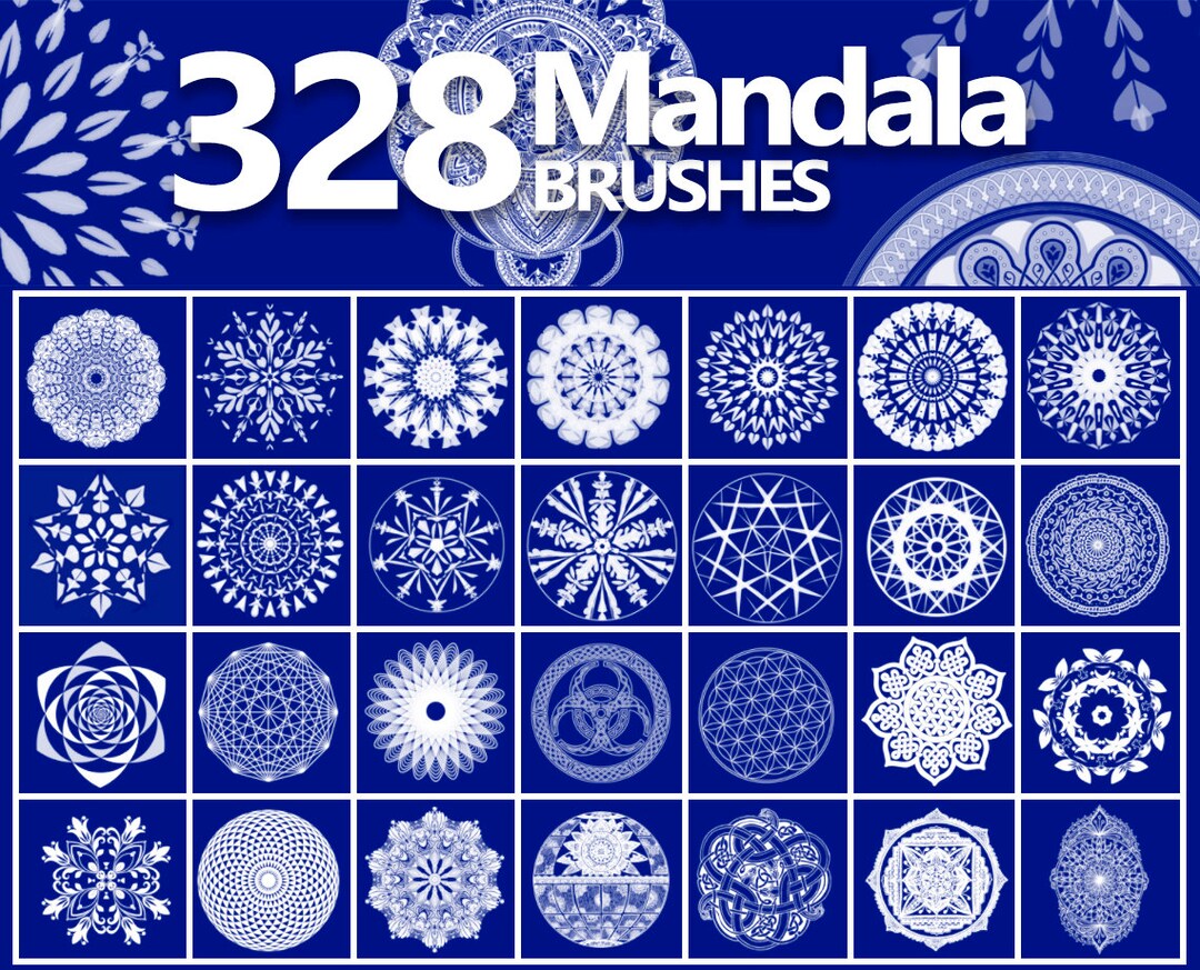 Mandala Brushes, Digital Patterns, Ornament ABR Photoshop, Decorations ...