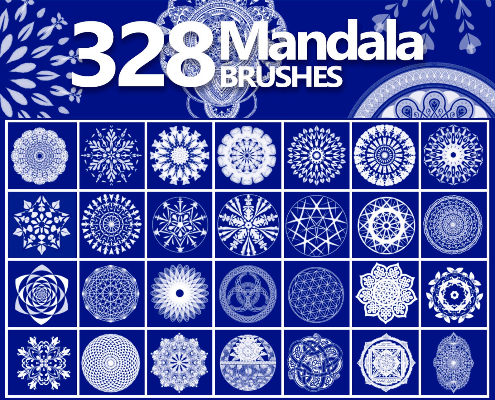 Mandala Brushes, Digital Patterns, Ornament ABR Photoshop, Decorations ...