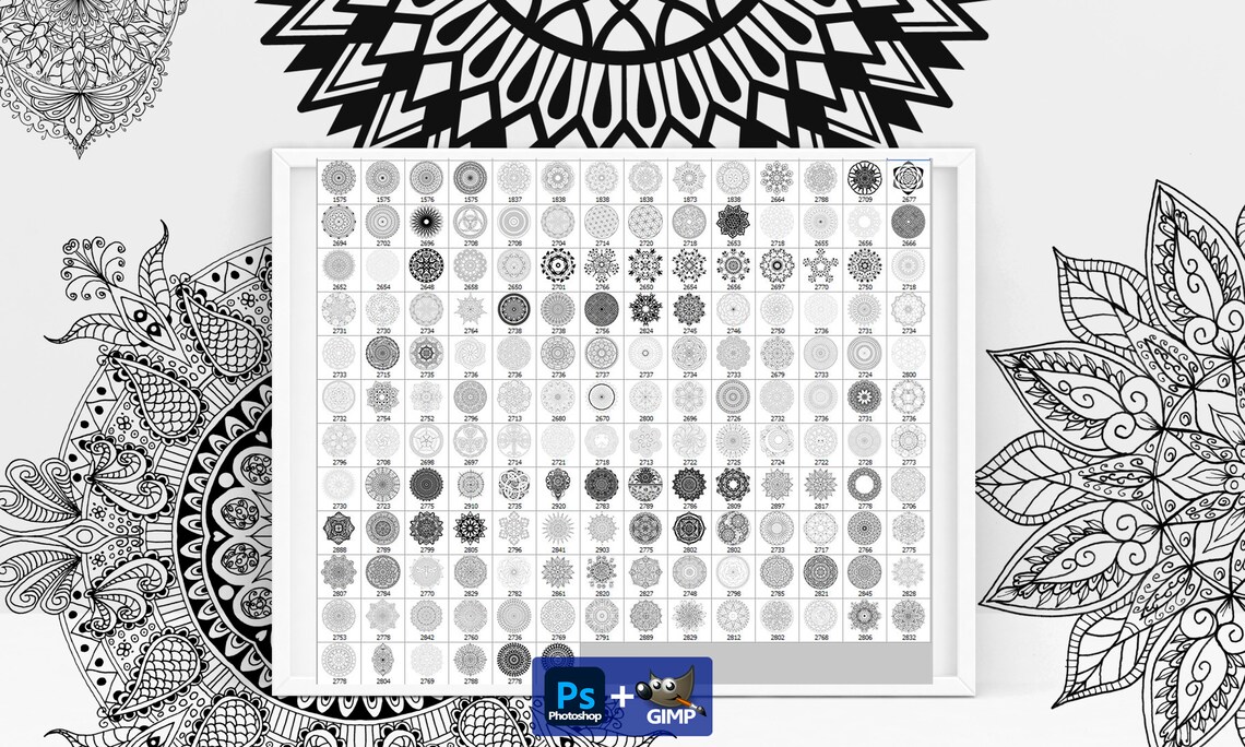 Mandala Brushes, Digital Patterns, Ornament ABR Photoshop, Decorations ...
